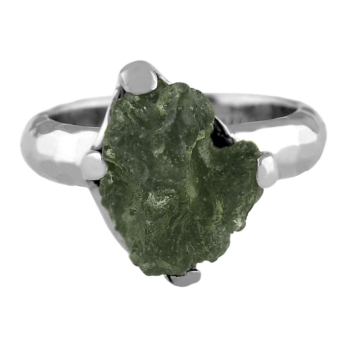 Starborn Sterling Silver 4-6 Carat Genuine Moldavite Ring (8)