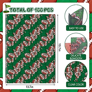 100 Sheets Football Pattern Tissue Paper, 20x14in Green Brown Football Art Tissue Paper for Sports Themed Party Gift Wrapping Thanksgiving Day Party Decor Gift Bag Fillers