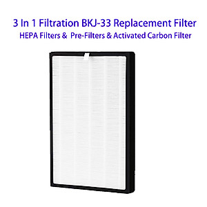 BKJ-33 Replacement Filter For COLZER BKJ-33, 3 IN 1, 2 Pack, H13 True Hepa With High efficiency Activated Carbon and Pre Filter