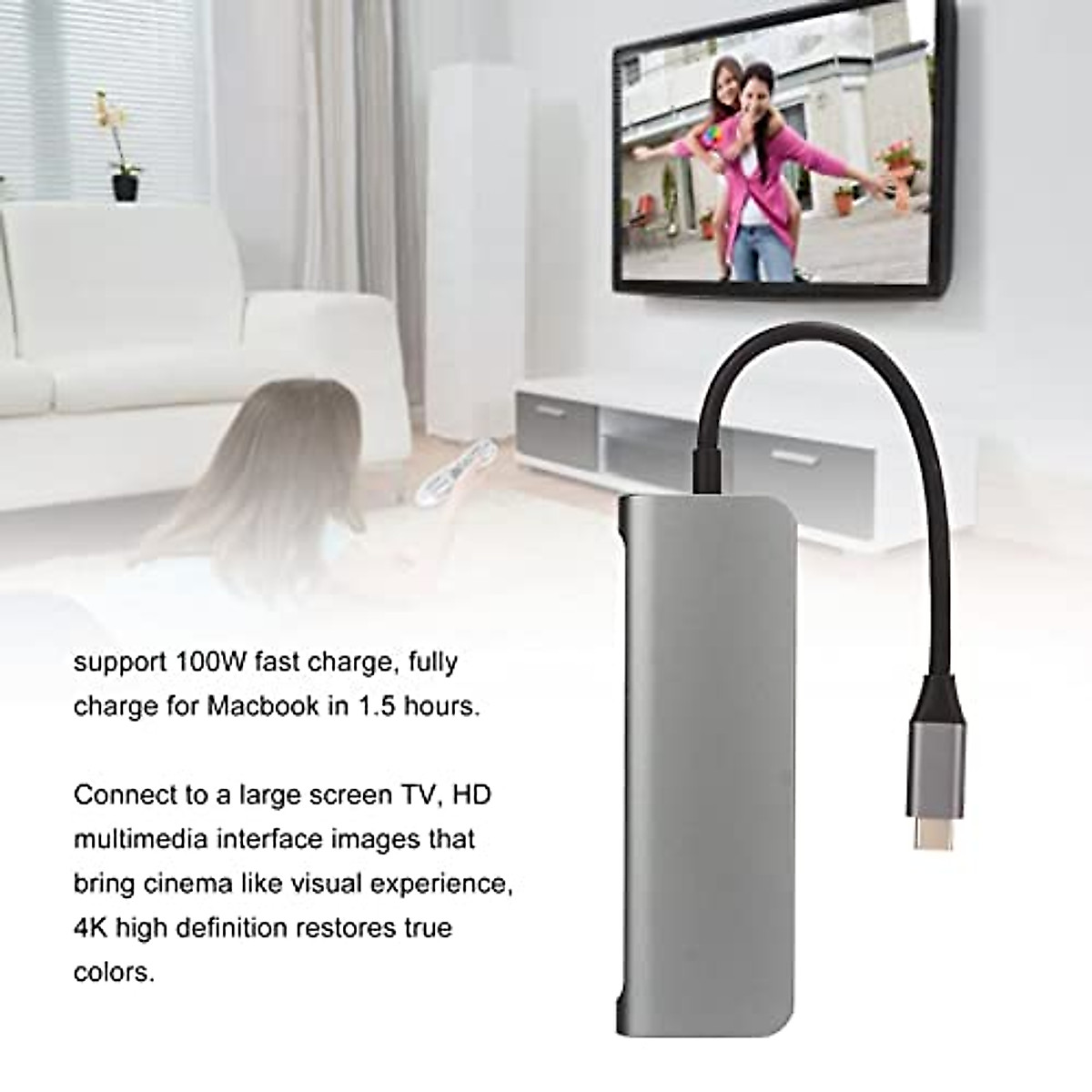 8 in 1 USB C Hub Multiport Adapter, Portable Data Hub Expander with USB 3.0 5Gbps SD TF Card 4K HDMI PD Charging Port Docking Station Adapter