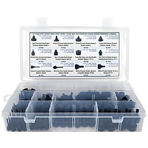 Dsnaduo 160 PCS Black Rubber Bumper Assortment, Automotive Rubber Bumper Stopper, Rubber Stop Bumper Compatible with GM Ford and Chrysler Replace 20030, 8210, fit Many Models