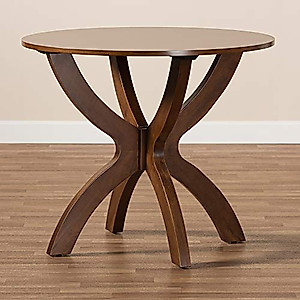 Baxton Studio Tilde Modern and Contemporary Walnut Brown Finished 35-Inch-Wide Round Wood Dining Table