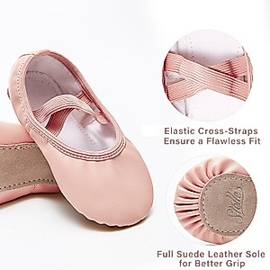 Stelle Ballet Shoes for Girls Toddler Dance Slippers Soft Leather Ballerina Boys Shoes for Toddler/Little Kid/Big Kid/Women(Ballet Pink, 2ML)