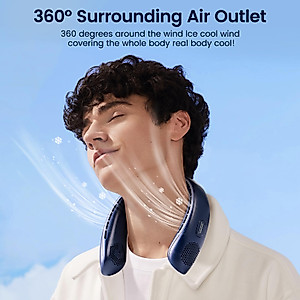 Clothforall Portable Neck Fan, Bladeless Neck Fan Rechargeable, 4000 mAh Battery Operated, 3 Speeds Adjustment, Wearable Quiet Personal Fan for Travel, Sports, Home, Office, Birthday Gifts