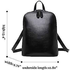 HESHE Leather Backpack Designer Purse for Women Fashion Travel College Shoulder Bag (Black-R)