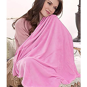 NICE COM SUPPLY Travel Blanket, 40X60 Portable, Warm, Cozy, Throw, for Car, Airplane, Chair, Small, Fleece, Full Body Cover, Pink, Travel
