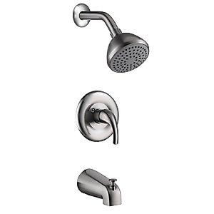 Galim Shower Set with Trim Set, Shower Head & Faucet Set Complete with Valve Shower Fixtures, Tub and Shower Trim Kit, Heavy Duty Stainless Steel Body, Brass Cartridge, Single Handle, Satin Nickel