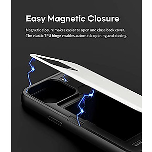 GOOSPERY Magnetic Door Bumper Compatible with iPhone 13 Pro Case, Card Holder Wallet Case, Easy Magnet Auto Closing Protective Dual Layer Sturdy Phone Back Cover - White