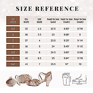 FUKZTE Ballroom Dance Shoes Women Latin Salsa Practice Dancer Shoes Performance Dance Shoes,Silver Brown 2.36 inch Heel,7 US