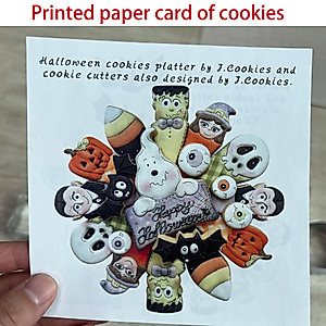 LILIAO Halloween Cookie Cutter Set - 8 Piece - Skull, Witch, Candy Corn, Vampire, Pumpkin, Zombie, Bat and Ghost Plaque Fondant Biscuit Cutters - Stainless Steel