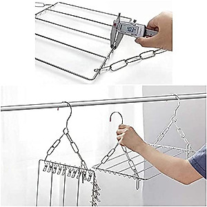 ZyHMW Clothes Airer Balcony Folding Shoe Drying Rack Clothes Airer Stainless Steel Laundry Hook Clip, Clothes Airer (No. of Pegs : 100) (Size : 36)