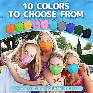 FENFEN Kids KN95 Face Mask Disposable - Children KN95 Masks Small Size 5 Layer Protection Breathable Dust with Elastic Earloops Girls Boys 10 Colors 50 Pack Individually Wrapped Mascarillas