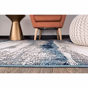 Rugshop Modern Abstract Waves Area Rug 7'10" x 10' Blue
