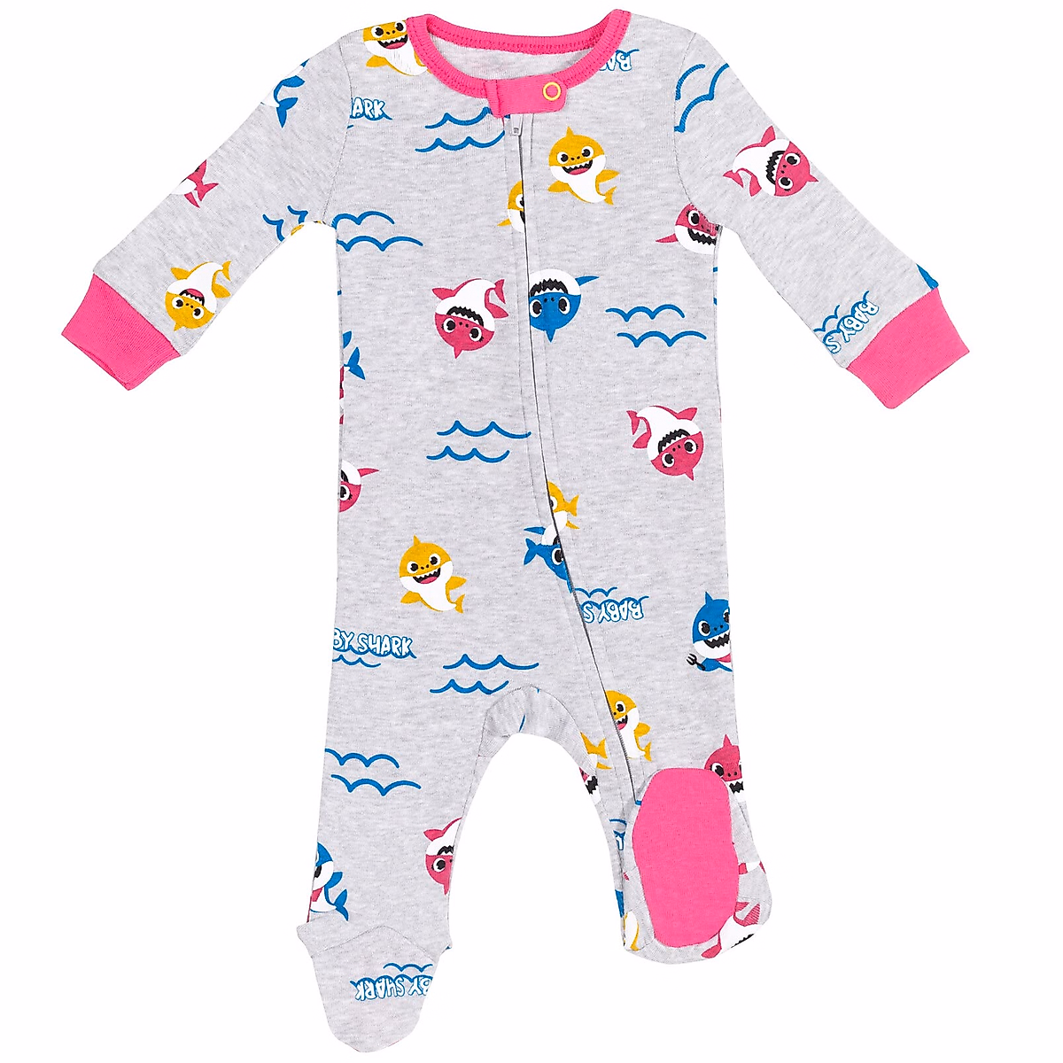Pinkfong Baby Shark Infant Baby Girls 2 Pack Zip Up Sleep N' Play Coveralls Pink/Gray 24 Months