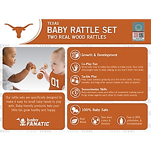 BabyFanatic Wood Rattle 2 Pack - NCAA Texas Longhorns - Officially Licensed Baby Toy Set