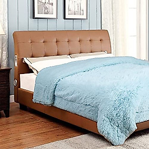 Zareas Soft Throw Blanket, 50" x 60" Faux Fur Plush Sherpa Cozy Blanket for Couch, Thick Warm Blankets for Winter, Fluffy Christmas Blanket, Fuzzy Comfy Velvet Blanket for Bed Sofa, Ice Blue