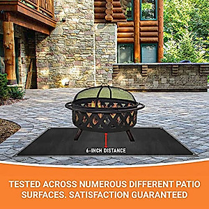 Black 40X40 Inch Fire Proof Mat for Under Fire Pit. 3 Layers Double Sided Squared Fire Pit Pad. Charcoal Grill, BBQ Smoker, Deck, Patio, Grass, Composite. Outdoor Fire Pit Accessories, Heat Resistant