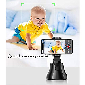 Selfie Stick Tripod 360°Rotation Auto Smart Face & Object Tracking Cell Phone Tripod Holder for Video Recording, Work with Tripod for iPhone Android