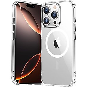 Temdan for iPhone 16 Pro Max Case Clear, [Compatible with Magsafe][Anti-Yellowing][Military-Grade Protection] Shockproof Slim Magnetic Phone Sleeve Case for iPhone 16 Pro Max, Transparent
