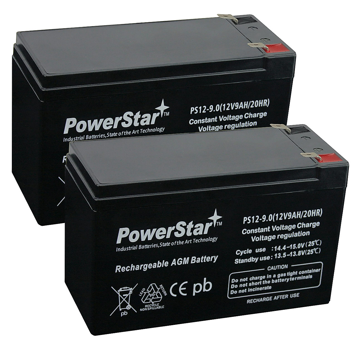 PowerStar® Replacement APC Back-UPS XS 1300VA BX1300LCD Replacement Battery (2) 12V 9.0ah Batteries