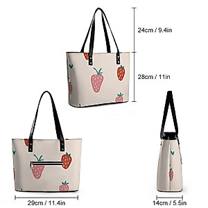 Womens Handbag Strawberry Fruit Berry Pattern Leather Tote Bag Top Handle Satchel Bags For Lady