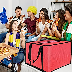 Gyykzz Pizza Delivery Bag Insulated 24"x 24" x14", Large Red Pizza Warmer Bag for Food Delivery, Pizza Carrier Insulated Bags Keep Your Pizza Hot and Fresh, Perfect for Deliveries and Personal Use