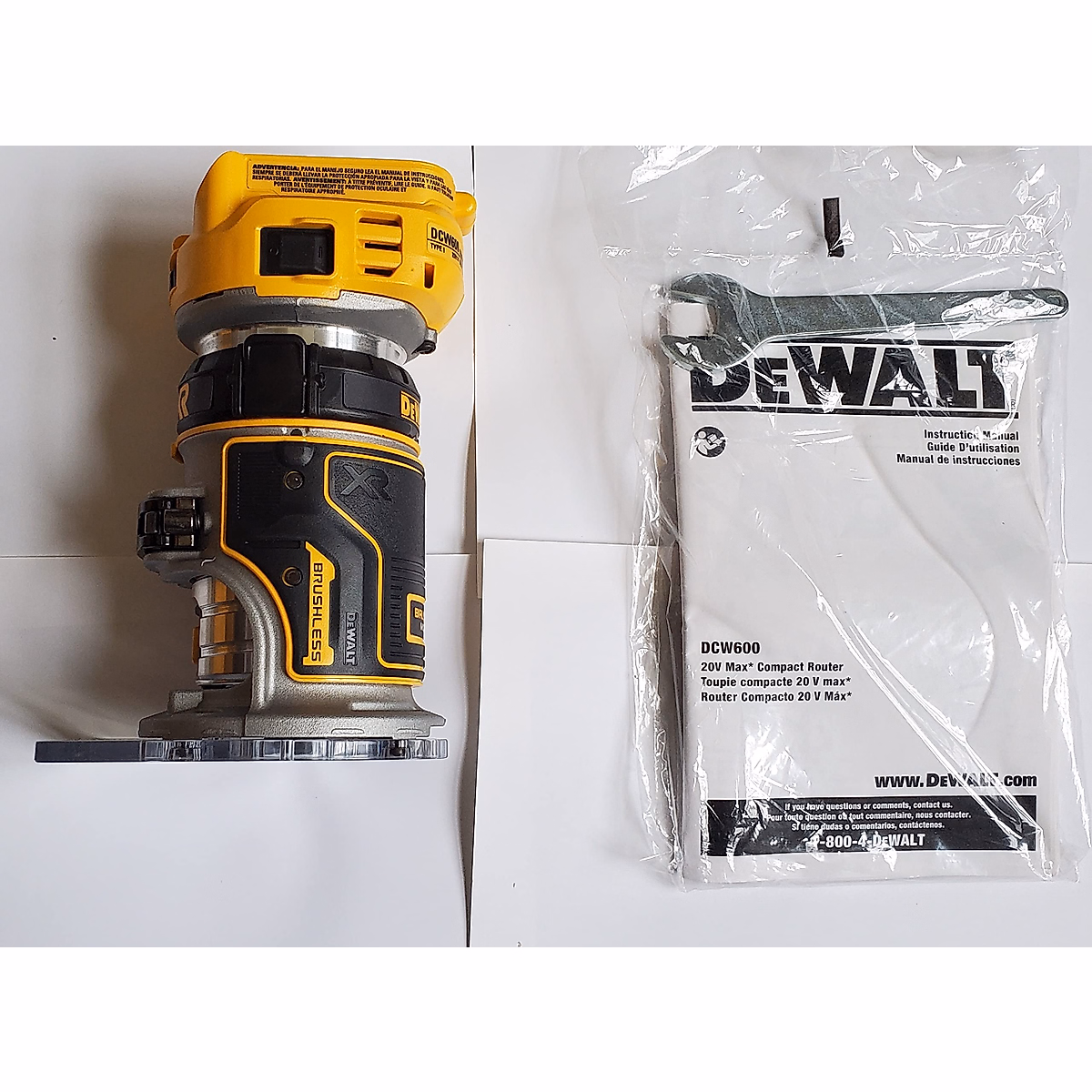 Dewalt DCW600BR 20V MAX XR Brushless Compact Lithium-Ion 1/4 in. Cordless Router (Tool Only) (Renewed)