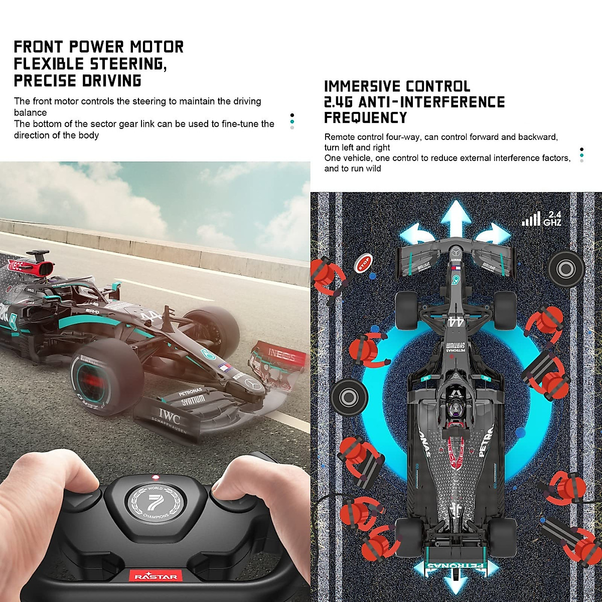 HTLNUZD 1:12 F1 Remote Control Car F1 W11 EQ Performance #44 Team Racing 1/12 Formula Drift Cars RC Model Toy Halloween Christmas Birthday Gift