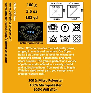 Stitch O'Niche 4-pk Super Bulky Soft Velvet Yarn - Chenille Yarn for Crocheting - Blanket Yarn for Crocheting - Soft Yarn for Crocheting - Bulky Yarn for Crocheting (Honey Bronze)