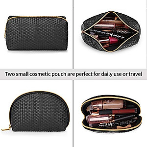 KTMOUW Makeup Bag 3 Pcs Waterproof Cosmetic Bag Set Portable Travel Multifunction Storage Organizer, Weave Toiletry Bag for Women and Girls, Black