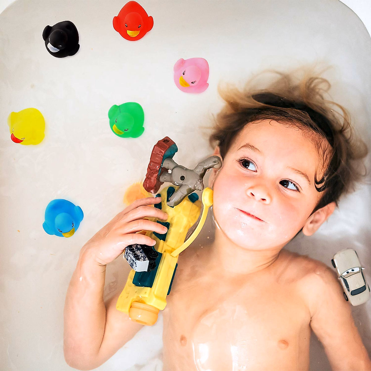 LUTER 48Pcs Rubber Ducky Bath Toy for Kids, Float and Squeak Mini Small Ducks Bathtub Toys for Shower/Birthday/Party Supplies (Multicolored)（3.5×3.5×3cm/1.4×1.4×1.2inch）