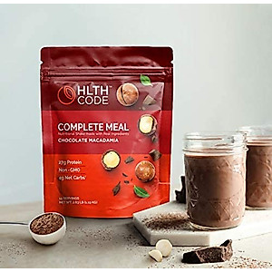 HLTH Code Complete Meal Replacement Powder | High Protein | Chocolate Macadamia Flavor | 15 Servings