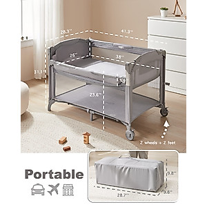 BEKA 4 in 1 Baby Bassinet Bedside Sleeper, Baby Bedside Crib 4 Functions, Bedside Bassinet Crib Sleeper, Playard, Changing Table, Baby Bassinet for Newborn Baby