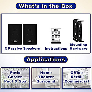 Acoustic Audio by Goldwood AA351B 2 Way High Performance Indoor Outdoor 500W Speakers with Powerful Bass (1 Pair, Black)