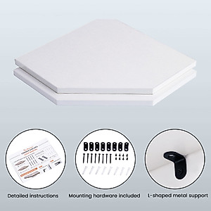 Corner Shelf Wall Mount, Corner Floating Shelves, Set of 4 Corner Wall Shelf Organizer, Rustic Wood Wall Storage Display Shelves for Living Room Bedroom Bathroom Kitchen, Rustic White