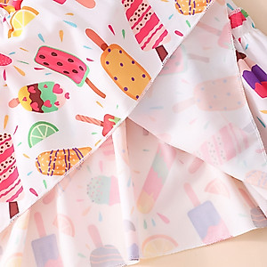 Girls Ice Cream Dress Sleeveless Toddler Summer Outfit Beach Tiered Smocked Sundress Kids Ruffle Dresses 6-7 Years