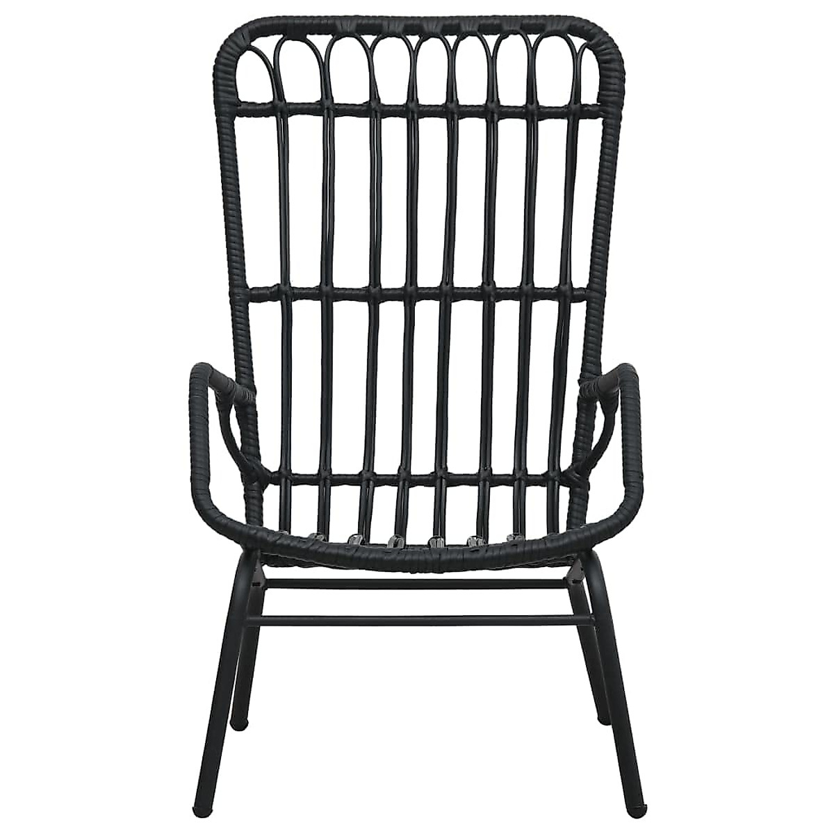 vidaXL Poly Rattan Black Patio Chair - Weather-Resistant Outdoor Seating Furniture with Powder-Coated Steel Frame - Easy to Assemble