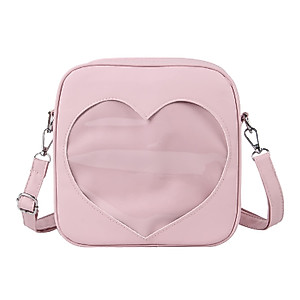 SUKUTU Ita Bag Women's Clear Heart Crossbody Bag Lightweight Kawaii JK Uniform Display Bag