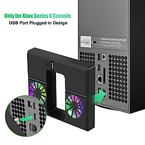 Linkstyle Cooling Fan for Xbox Series X, Vertical Cooling Stand Cooling System with Colorful RGB Lights and 1 USB Port