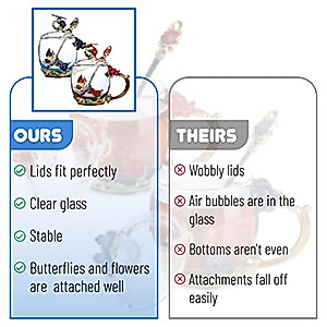 BTaT- Tea Cups with Lids, Pack of 2, Glass Tea Cup, Fancy Tea Cups, Gifts for Women, Tea Mugs for Women, Flower Tea Cup, Blown Glass, Tea Cup Gift, TeaCup, Tea Sets for Women