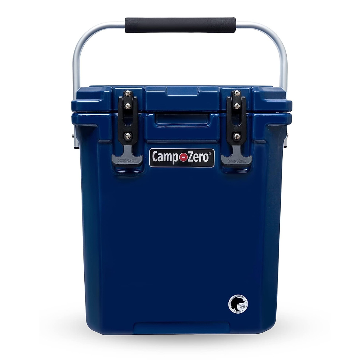 CAMP-ZERO 16L Tall Cooler/Ice Chest with 2 Molded-in Cup Holders & Folding Aluminum Handle | Thick Walled, Freezer Grade Cooler with Secure Locking System & Removable Divider (Navy Blue)