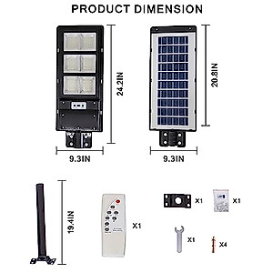 DHrtara Solar Outdoor Lights, 600W LED Street Lights, IP67 Waterproof Security Flood Light, Dusk to Dawn with Motion Sensor & Remote Control for Courtyard Road,Exterior Wall, Patio, Yard, Deck, Garden