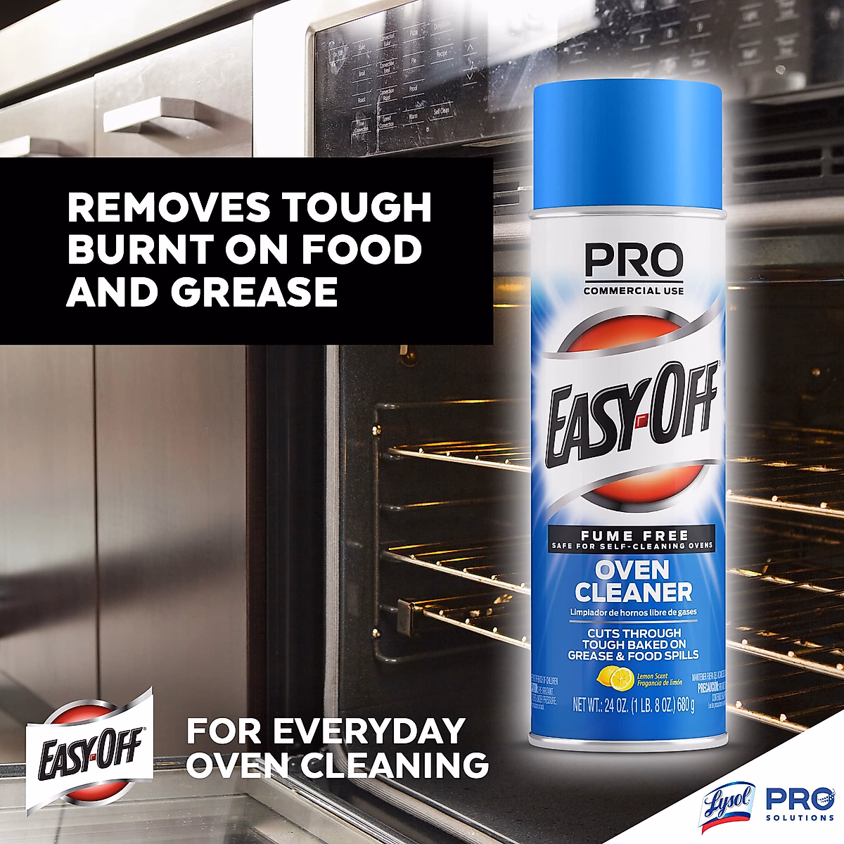 Easy-Off Fume Free Oven Cleaner Spray, Lemon, 24oz, Removes Grease
