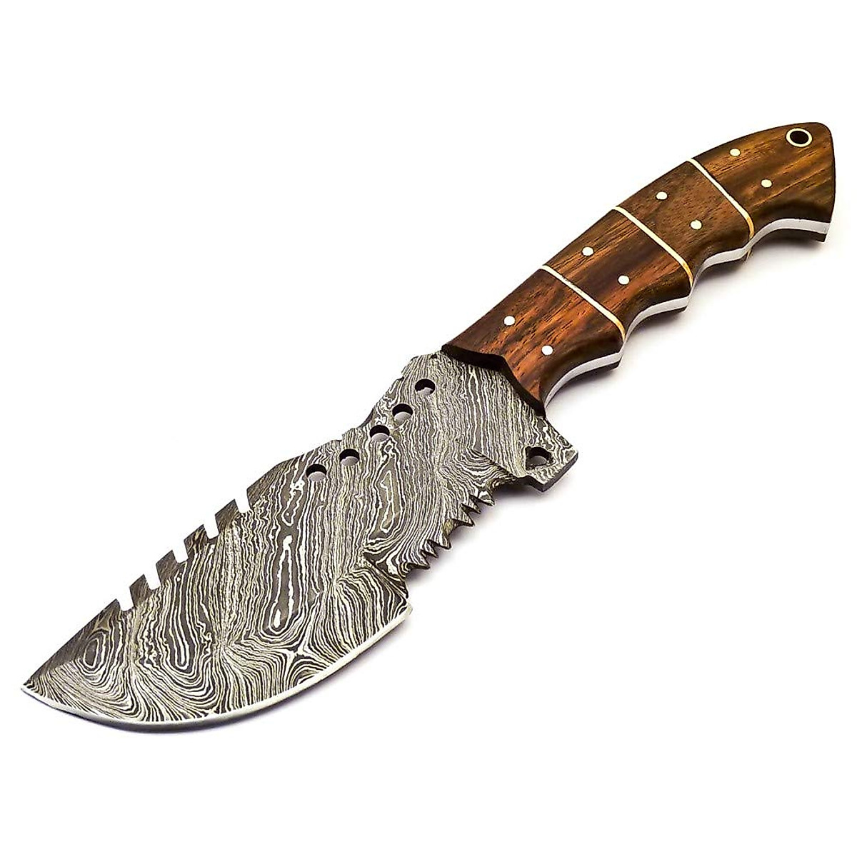 Rare Custom Blood Grooved Damascus Tracker Survival Knife Skinning Knife Hunting Knife Outdoor Knife Camping Knife | Full Tang Handle with Free Genuine Leather Sheath (TR-80)