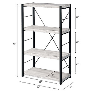 Acme Furniture Jurgen Bookshelf, Antique White-Ash & Black