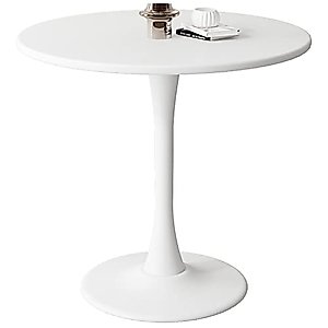 Kasinali White Round Table Modern Dining Table Tulip Round Kitchen Table Mid Century Coffee Table for Living Room 24 inch