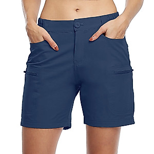 Willit Women's Shorts Hiking Cargo Golf Shorts Outdoor Summer Stretch Shorts with Pockets Water Resistant Navy Blue M