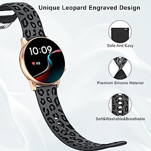Upgraded Two-Tone Leopard Engraved Bands Compatible with Samsung Galaxy Watch 6/5/Watch 4 40mm 44mm for Women, Samsung Galaxy Watch 5 Pro 45mm/Galaxy Active 2/Galaxy Watch 3, 20mm Soft Silicone