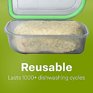 MyGo Container Half-Sized To-Go Single Compartment Container, 8" X 5" X 2-1/2", Reusable, Microwave Safe, NSF Certified, Smoke/Green
