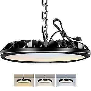 loyal 300W UFO LED High Bay Light, 6000K/3000K/4000K 30000LM Commercial LED Garage Light, IP65 Shop Light with 1.2M Cable US Plug, High Bay LED Shop Lights for Garage Warehouse Gym Factory